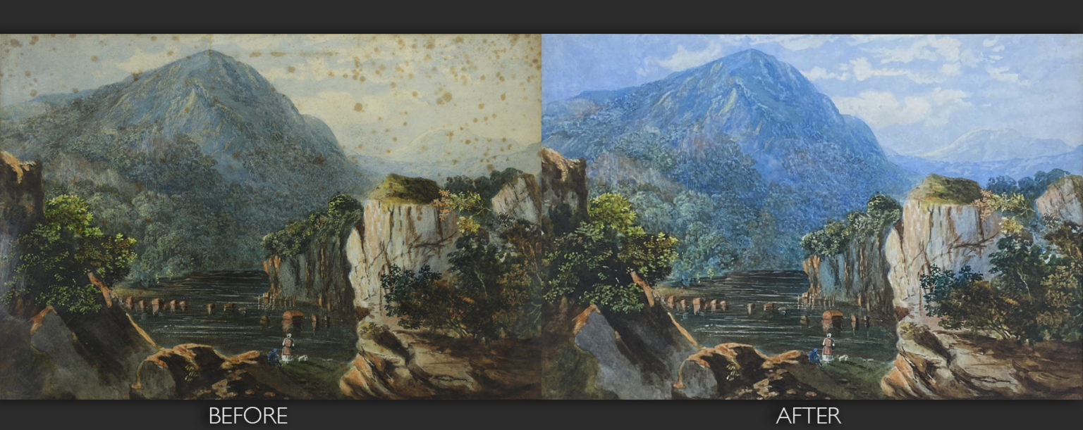 Cleaning a watercolour painting