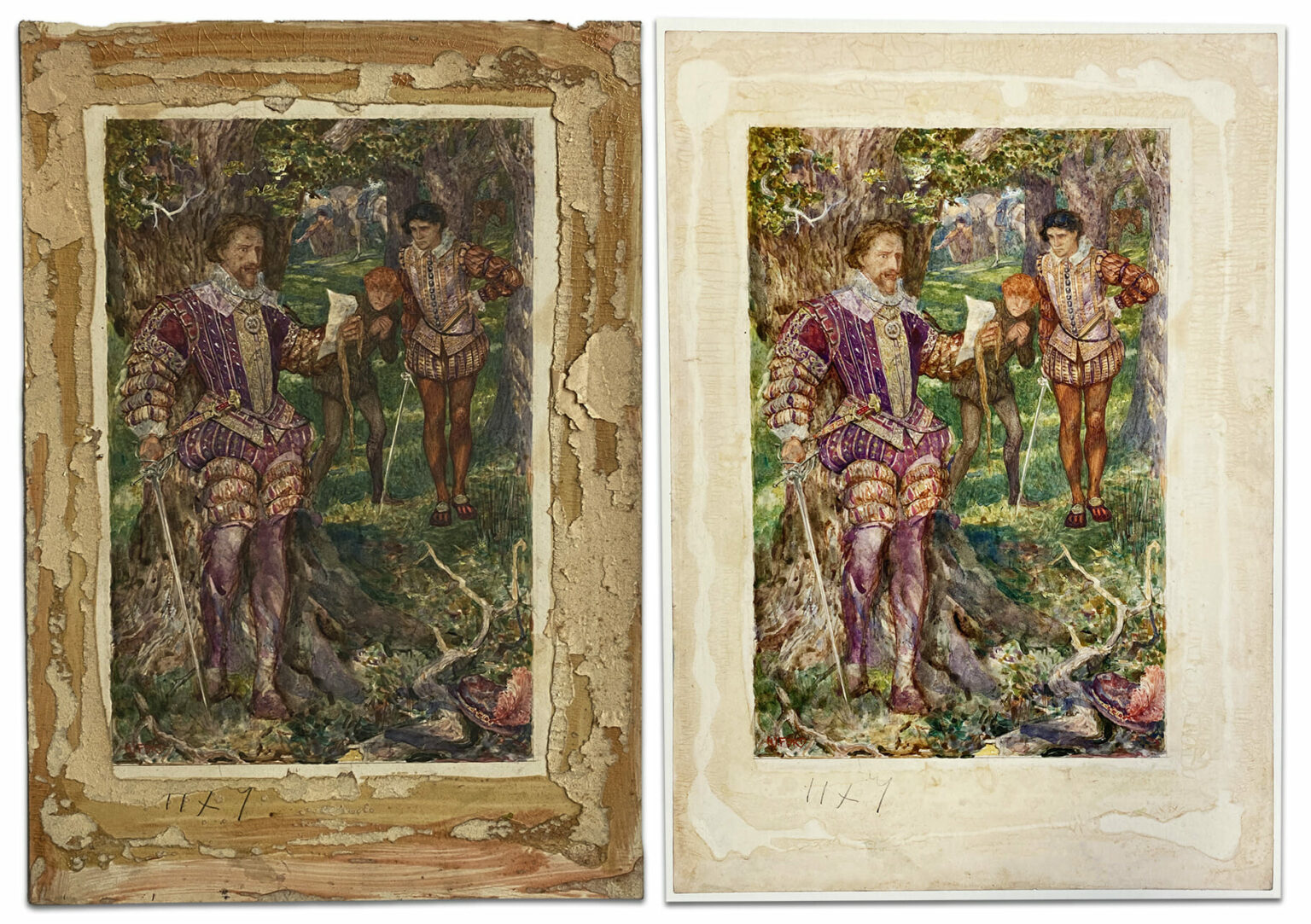 Common damage to watercolour paintings