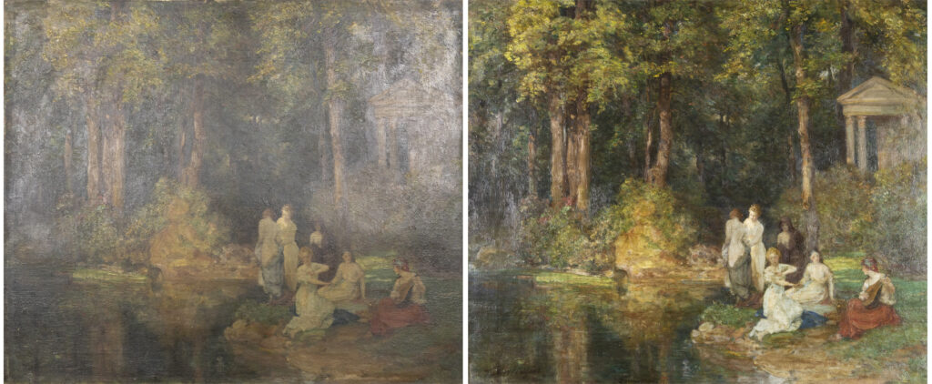 Talbot Hughes painting hidden beneath coal fire contamination