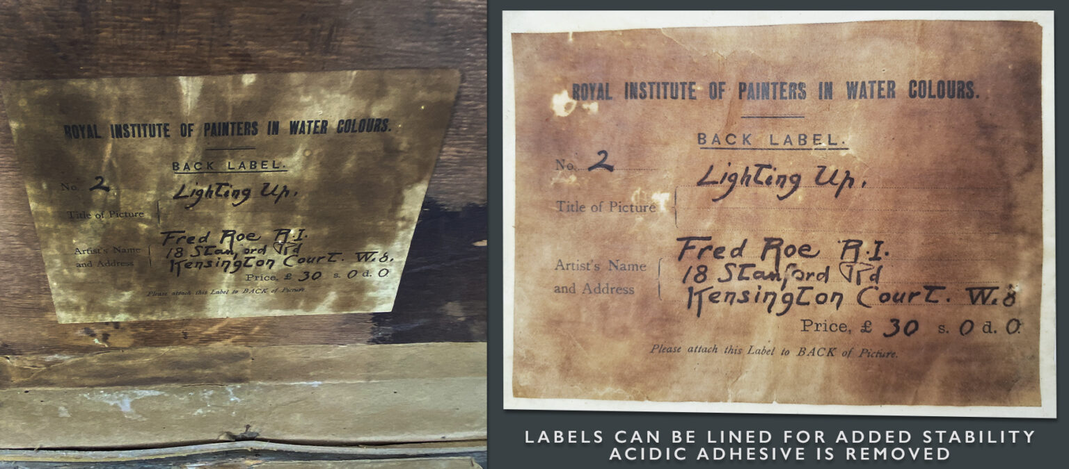 Painting labels care and conservation